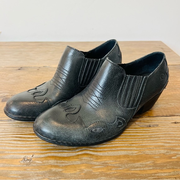 Shoes | Born Black Leather Western Ankle Booties | Poshmark